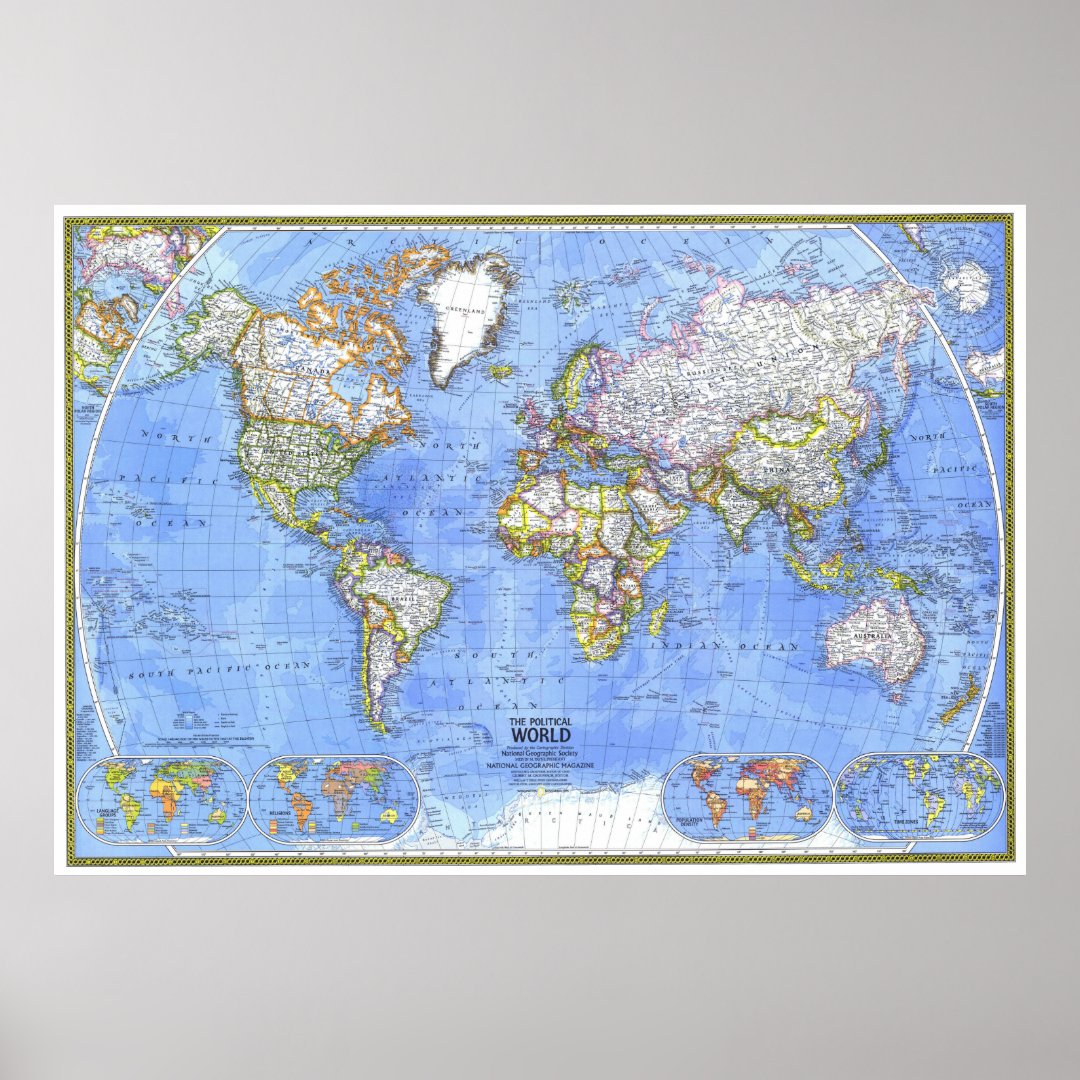 " The World: 1981/present - Detailed Political map Poster | Zazzle.co.nz