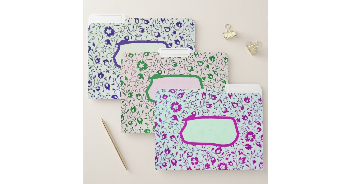 Three file folders-beautiful hand-stamped design file folder | Zazzle.co.nz