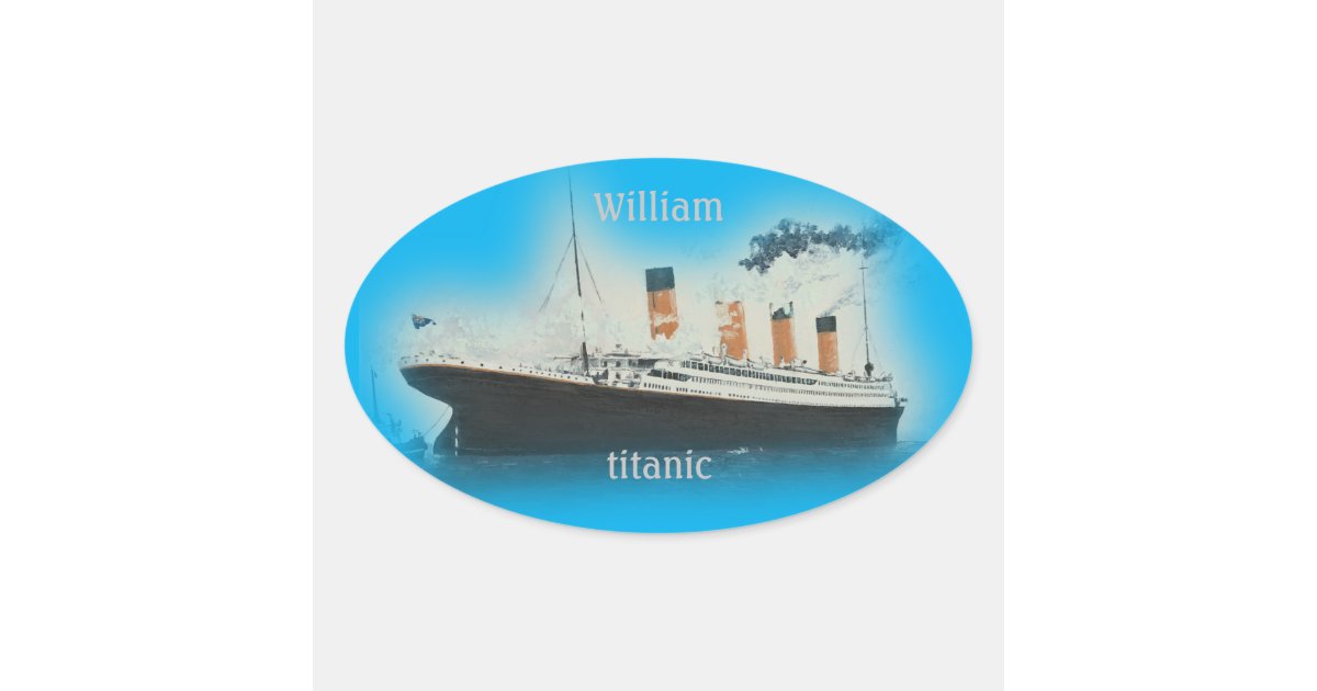 Titanic Vintage Ocean Blue White Star Line Ship Oval Sticker | Zazzle.co.nz