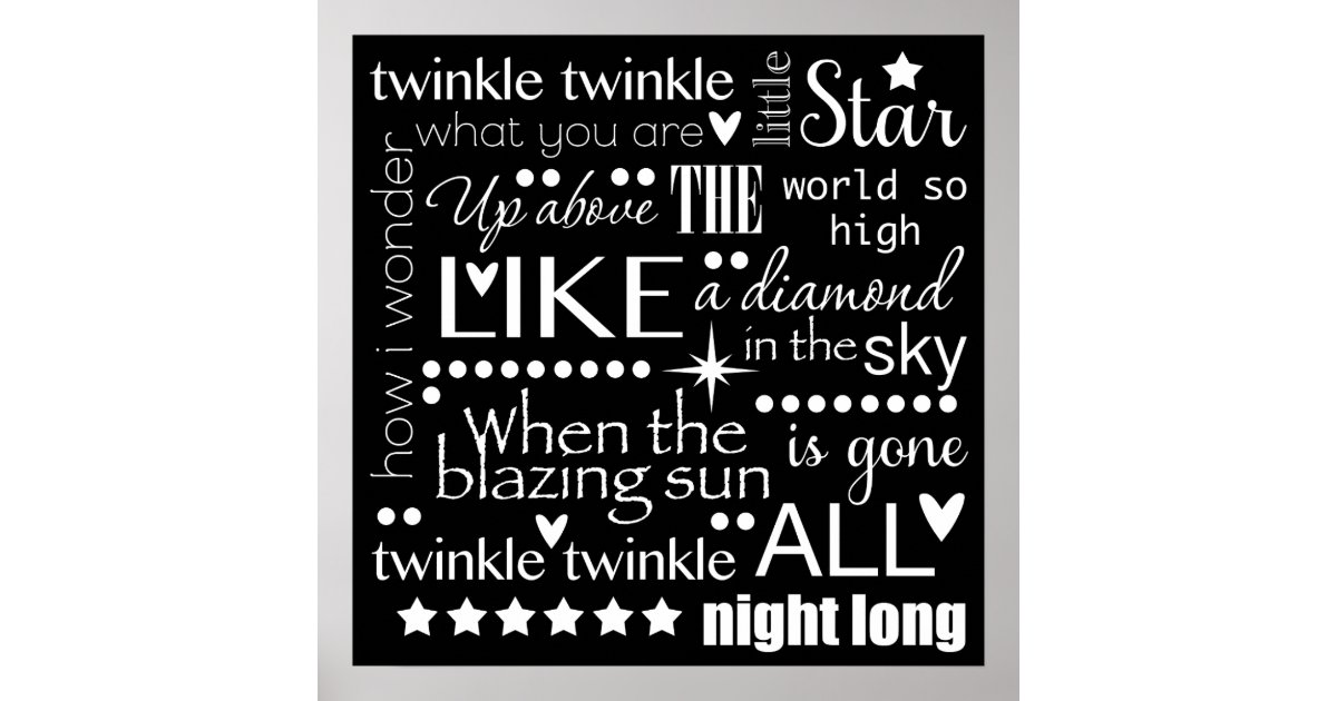 Twinkle Twinkle Little Star Word Art Poster | Zazzle.co.nz
