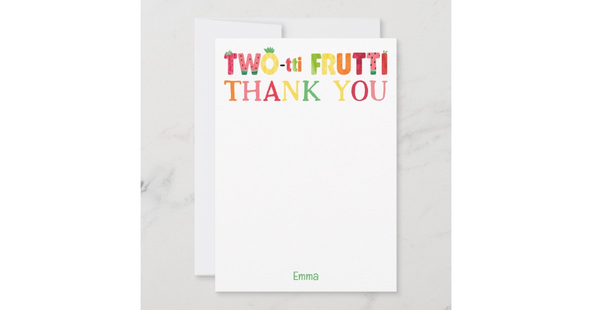 Two-tti Frutti Cutie Fruit 2nd Birthday Thank You Invitation | Zazzle.co.nz