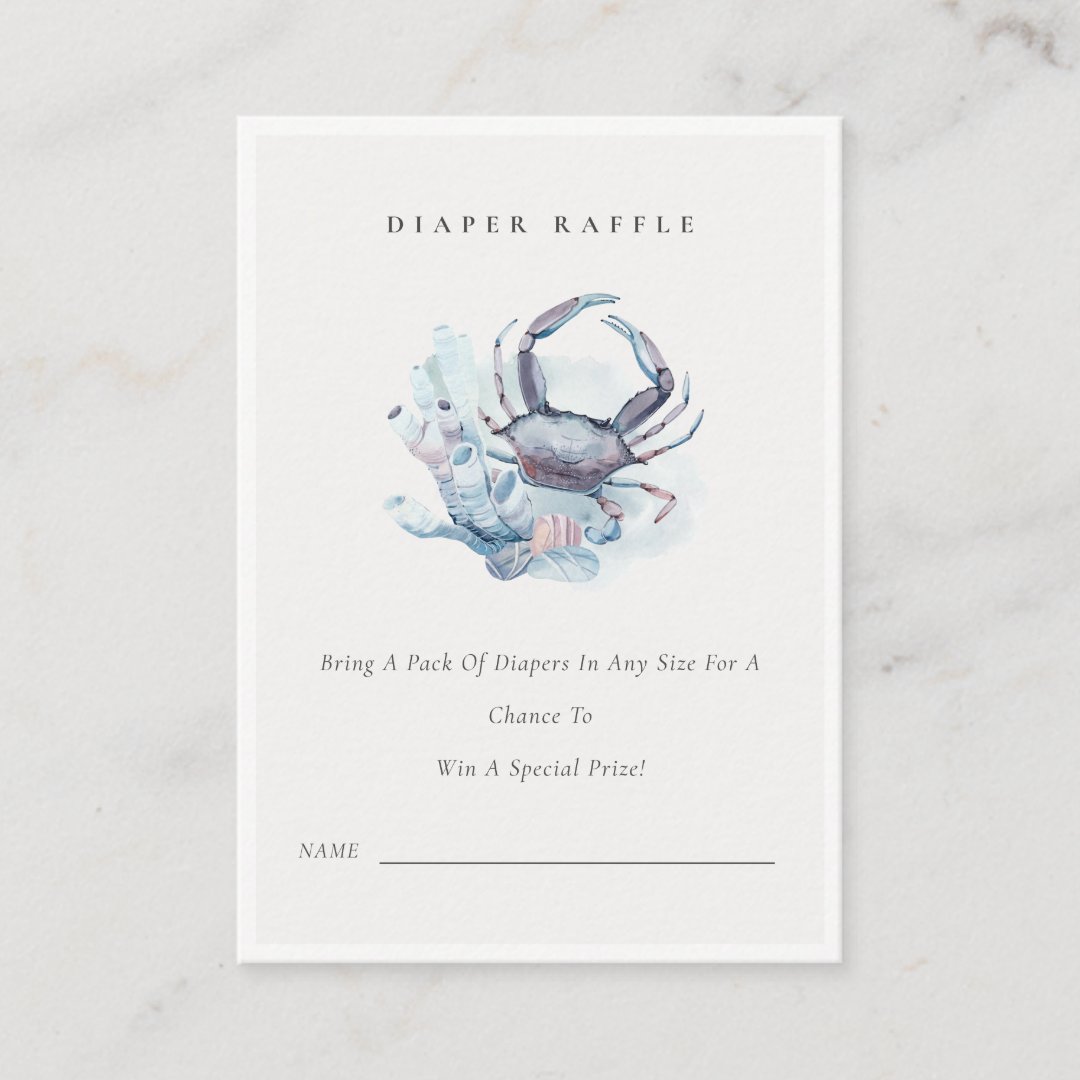Underwater Crab Coral Diaper Raffle Baby Shower Enclosure Card | Zazzle ...