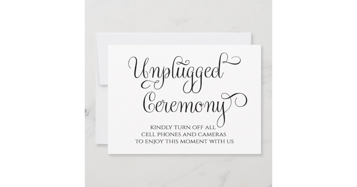 unplugged ceremony Wedding Sign Invitation | Zazzle.co.nz