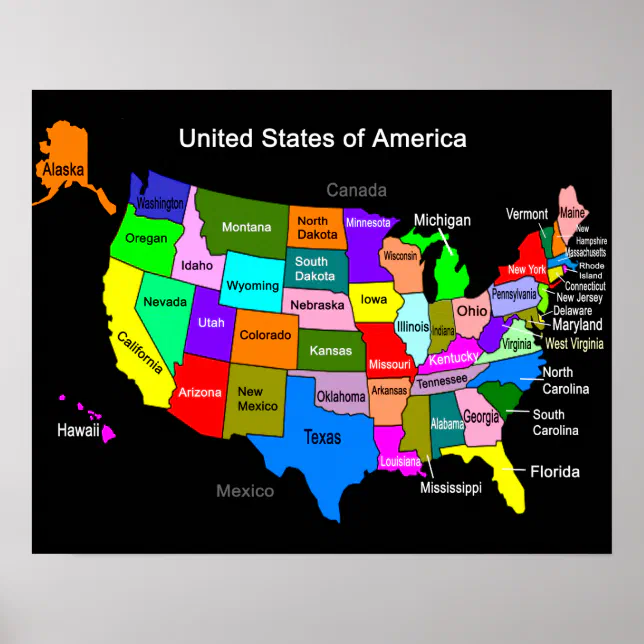 USA Map Poster | Zazzle.co.nz