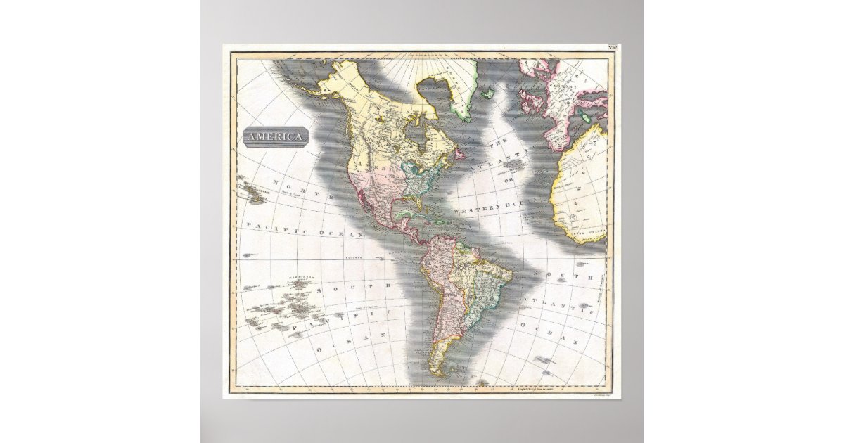 Vintage Map of North and South America (1814) Poster | Zazzle.co.nz