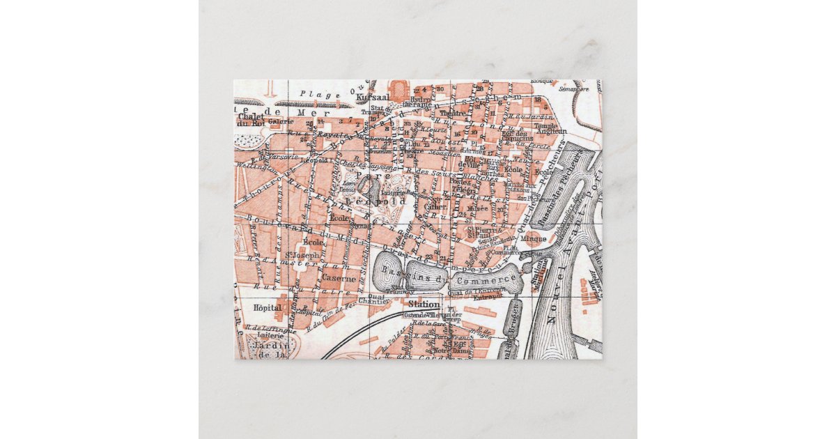 Vintage Map of Ostend Belgium (1905) Postcard | Zazzle.co.nz