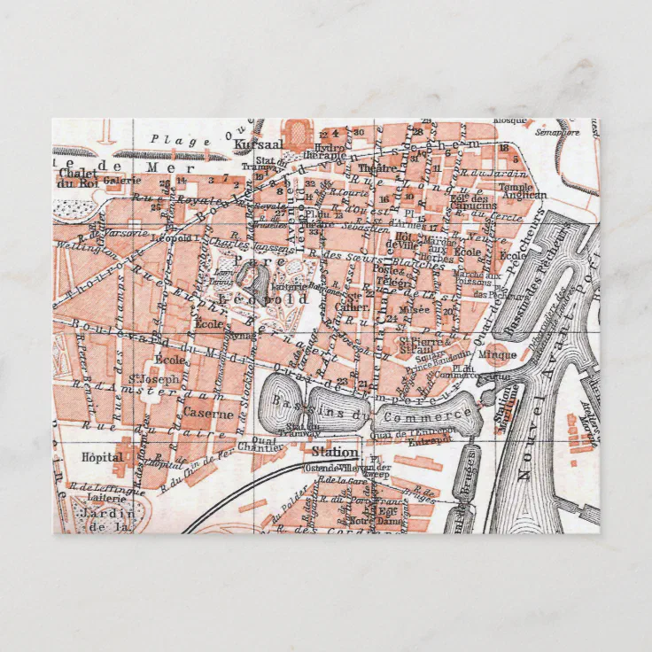 Vintage Map of Ostend Belgium (1905) Postcard | Zazzle.co.nz