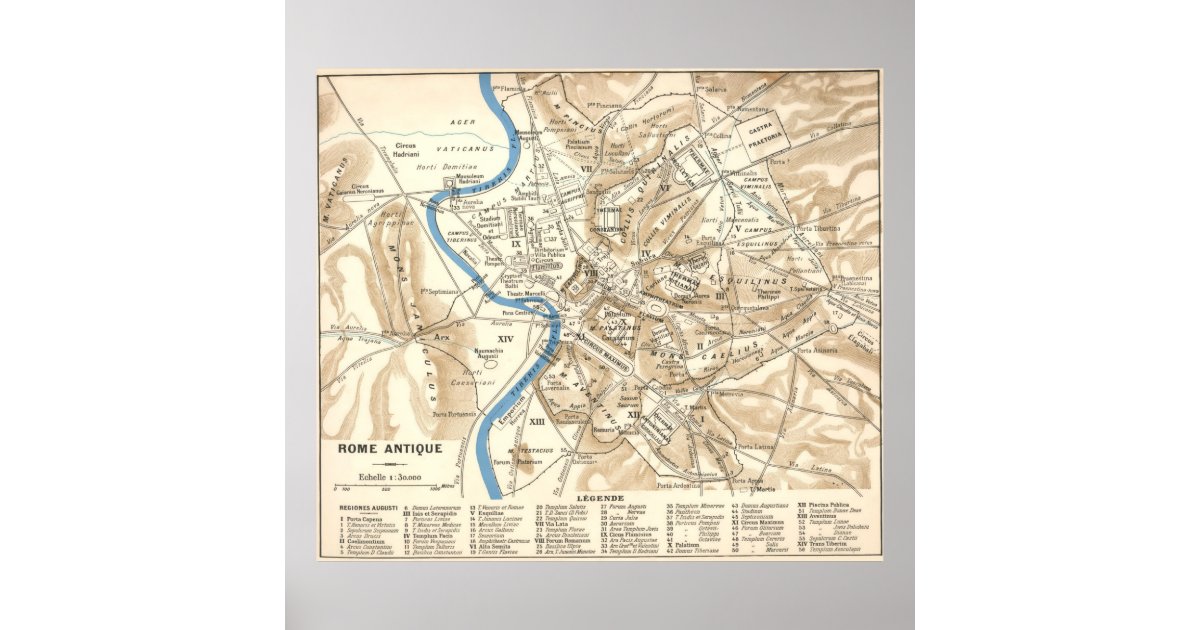 Vintage Map of Rome Italy (1870) Poster | Zazzle.co.nz