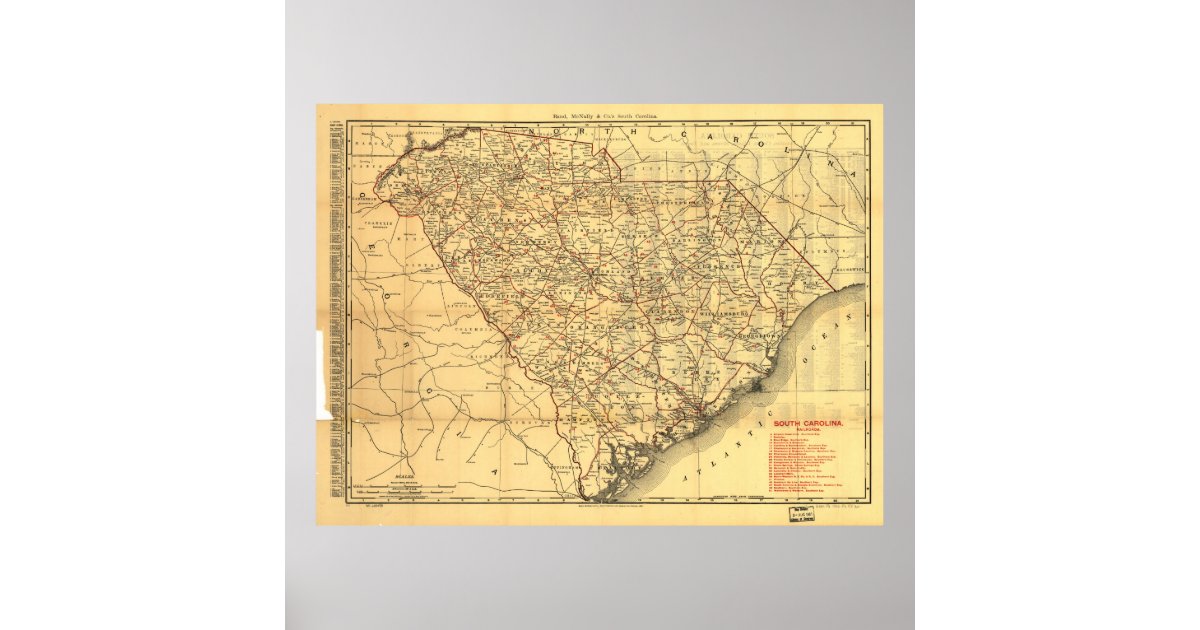 Vintage Map of The South Carolina Railroads (1900) Poster | Zazzle.co.nz