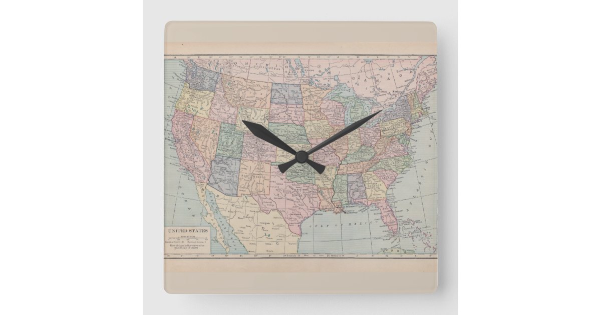 Vintage Map of The United States of America Clock | Zazzle.co.nz