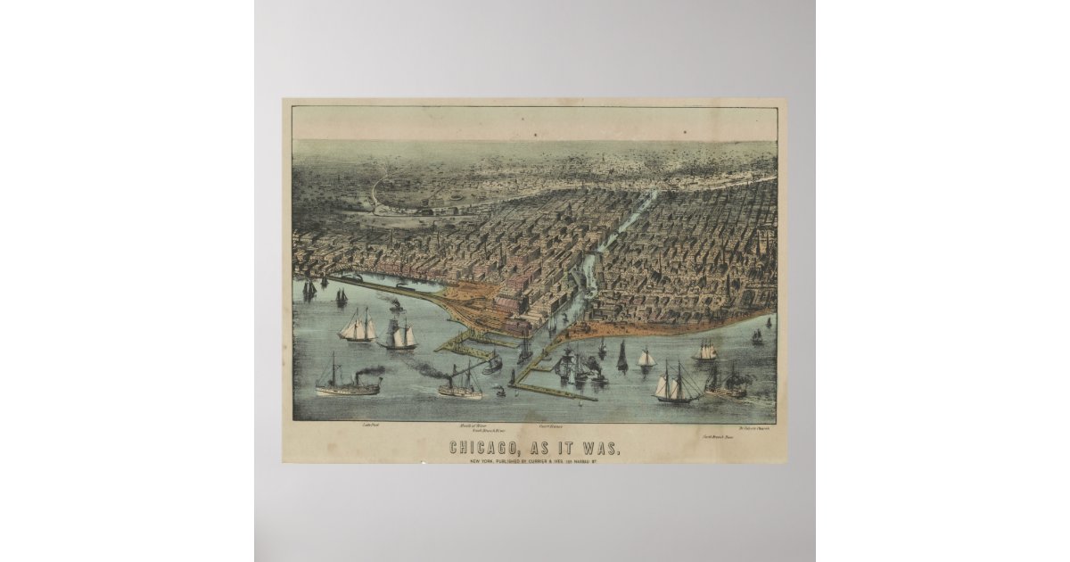 Vintage Pictorial Map of Chicago IL (1907) Poster | Zazzle.co.nz