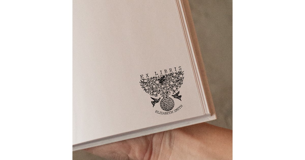 Vintage Tree with Birds, Book Ex Libris Rubber Stamp | Zazzle.co.nz