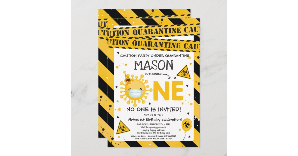 Virtual 1st Birthday Party Quarantine 1st Birthday Invitation | Zazzle ...