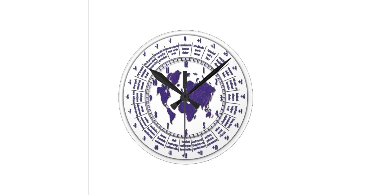 Wall Clock with Time Zones | Zazzle.co.nz