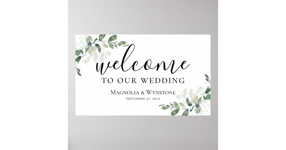 Wedding Eucalyptus Greenery Welcome Poster | Zazzle.co.nz