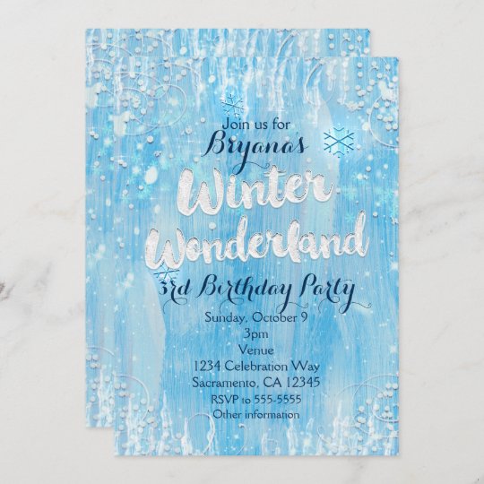Winter Wonderland Frozen Ice Blue Party Invitation | Zazzle.co.nz