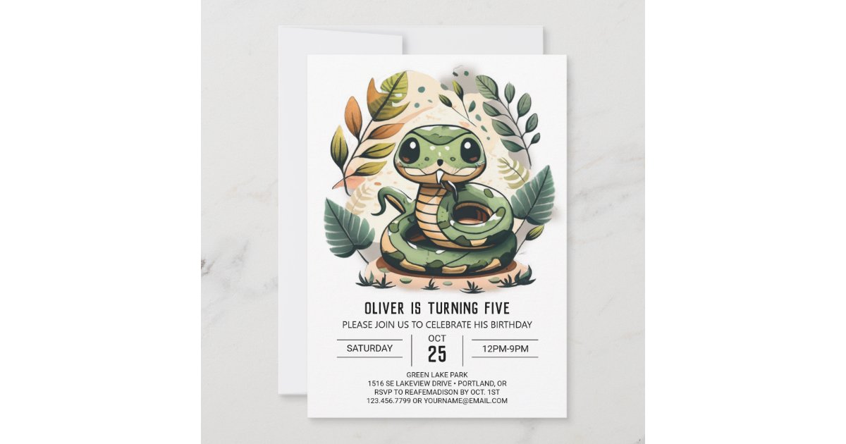 Woods Python Party Birthday Invitation | Zazzle.co.nz