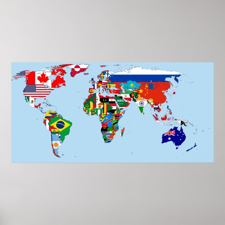 World Map of Flags poster | Zazzle.co.nz