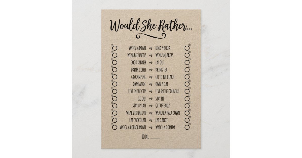 Would She Rather Bridal Shower Game Programme Zazzle co nz would-she-rather-bridal-shower-game-programme-zazzle-co-nz