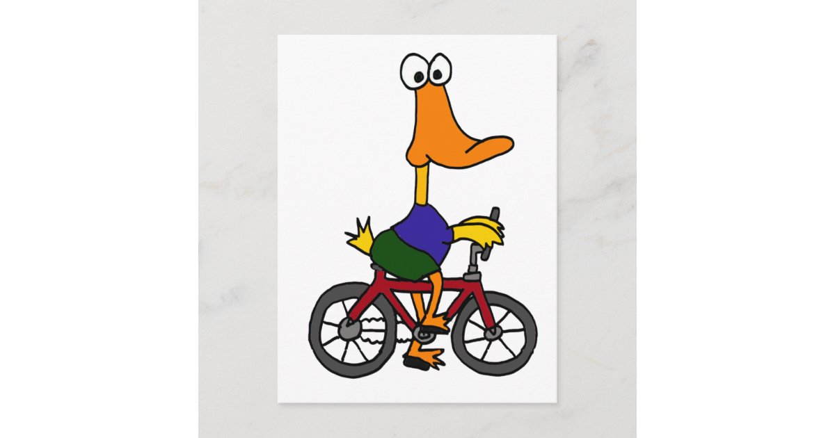 XX- Duck Riding Bicycle Cartoon Postcard | Zazzle.co.nz