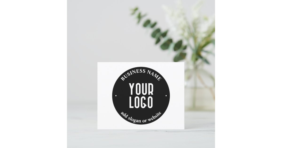 Your Text & Uploaded Logo | Editable Black & White Thank You Card ...